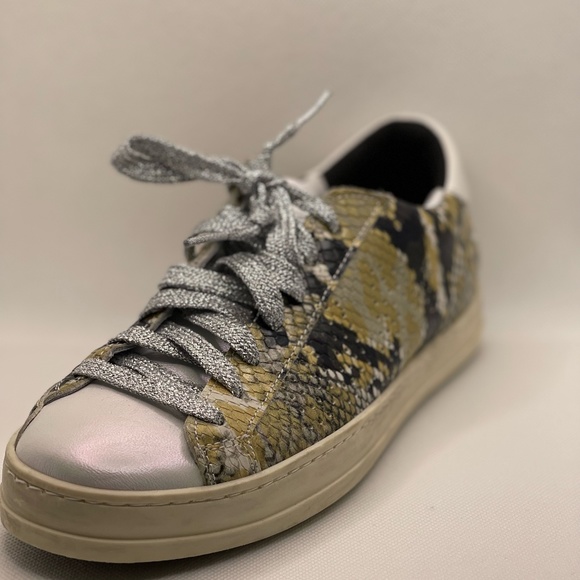 P448 | Shoes | 448 John Pythonsnake Print White Leather Iridescent Low ...